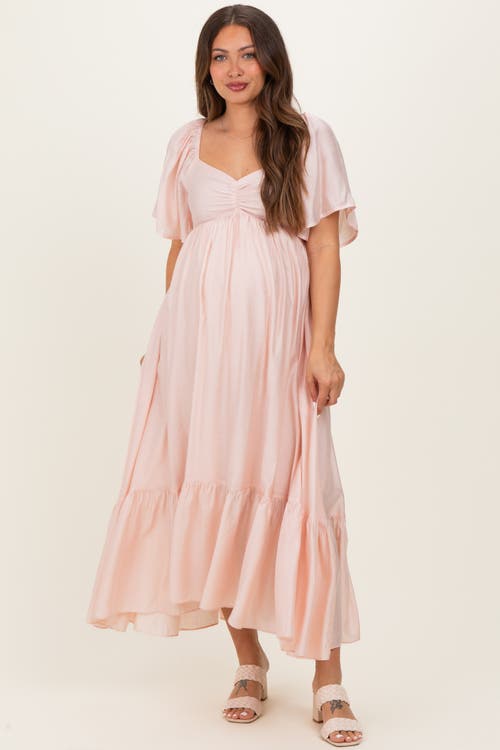 PINKBLUSH Flutter Sleeve Ruffle Hem Midi Dress